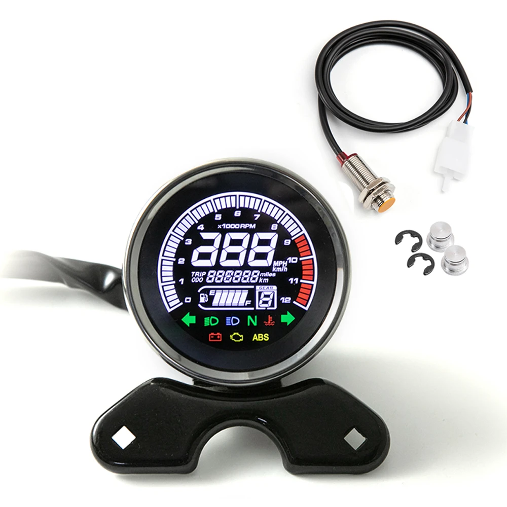 Custom Motorcycle 12V LED LCD Digital Odometer Speedometer Tachometer ...