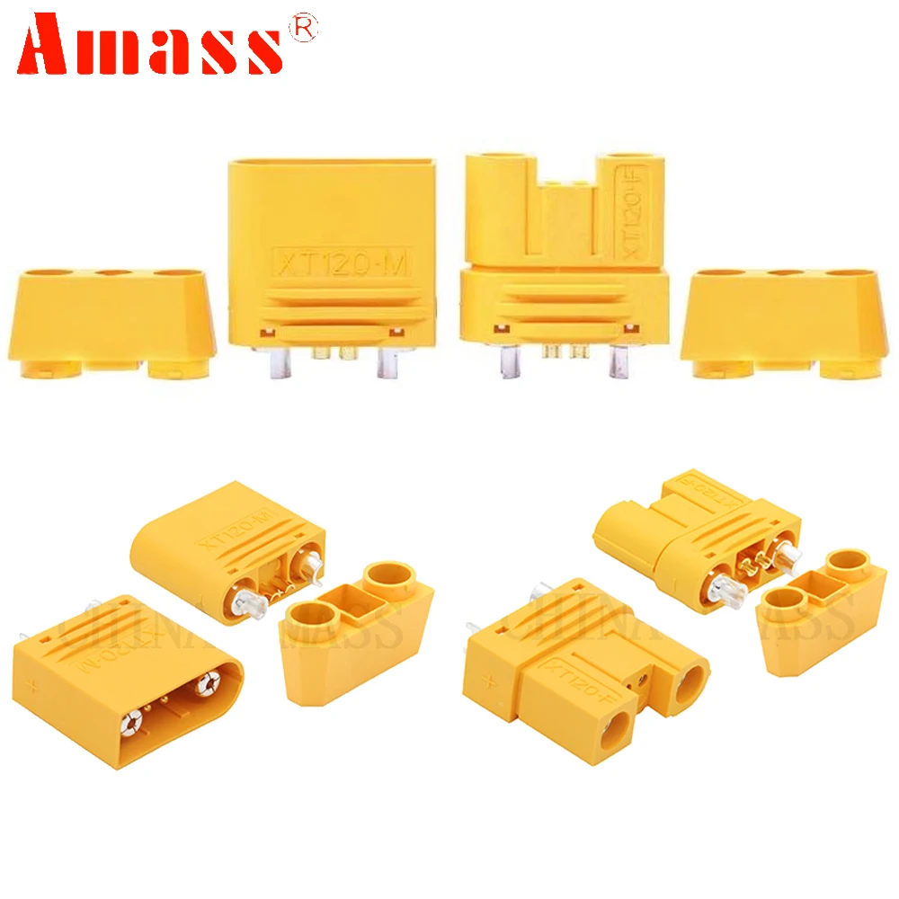 Amass Xt120 (2+2) Dc500v Large Current 60a-120a Female/male Brass Gold ...
