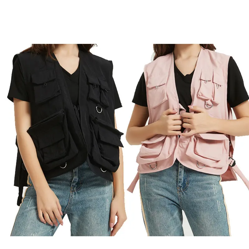 Chaleco funcional con múltiples bolsillos para hombre y mujer, ropa de calle para senderismo ...