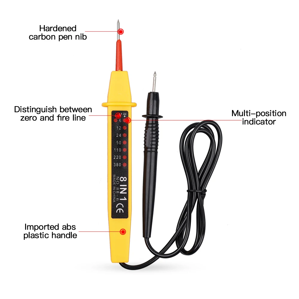 8 In 1 6-380V AC and DC Voltmeter test pen - HUB360