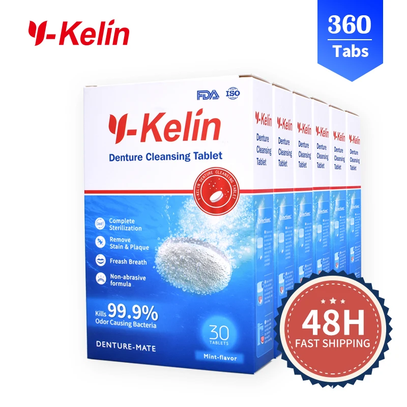 Y-kelin Denture Cleansing Tablets 360 Tabs Denture Effervescent Tablet ...