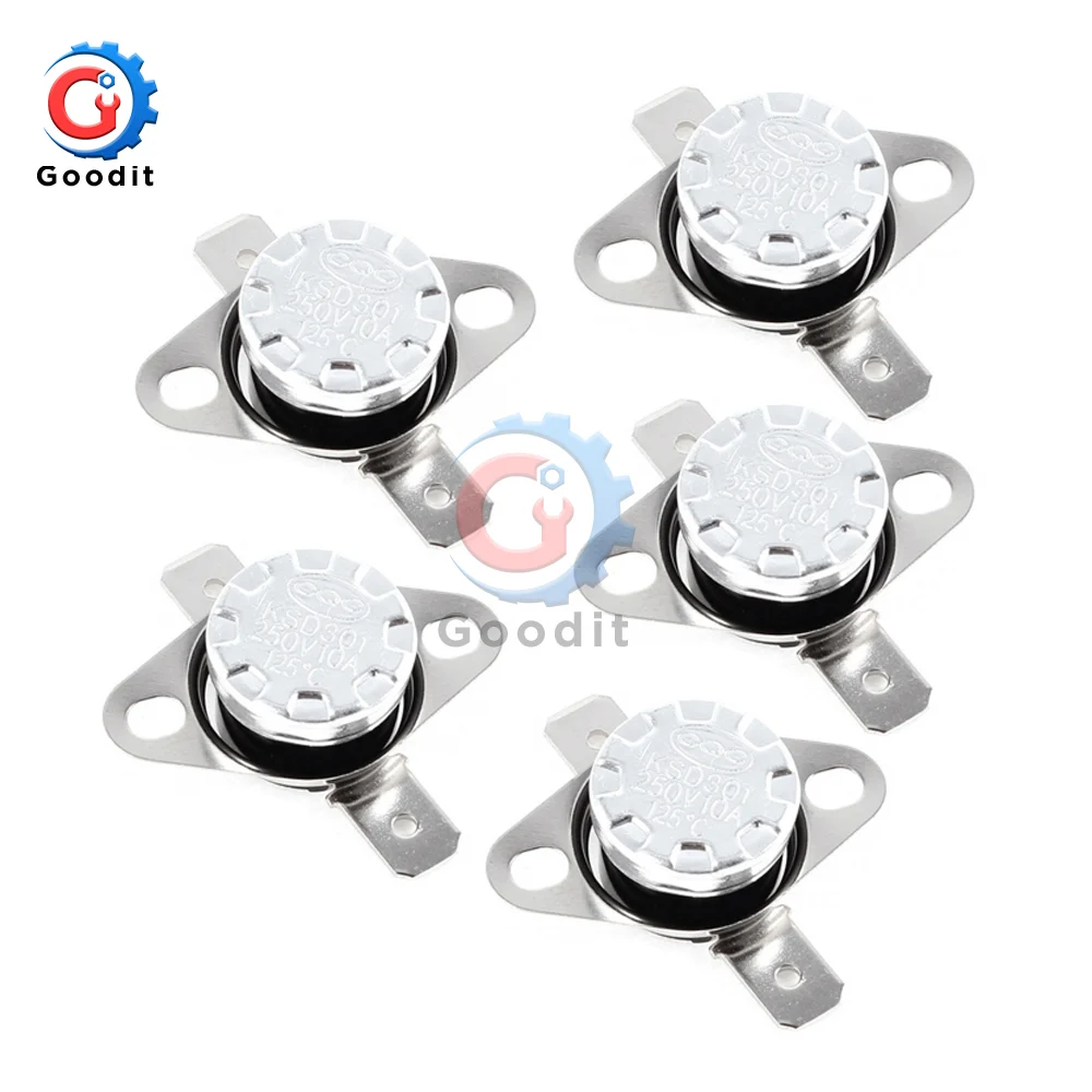 5pcs/lot Ksd301 10a 250v 30 40-110 Degrees C (n.o.) Normally Closed Thermostat Temperature ...