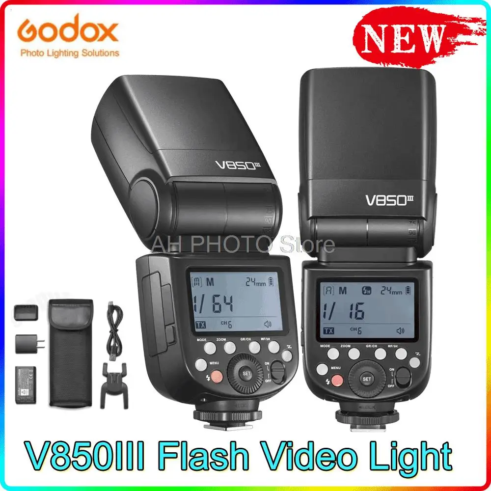 Godox v850iii speedlight flash 76w 2.4g gn60 sem fio x sistema li ion ...