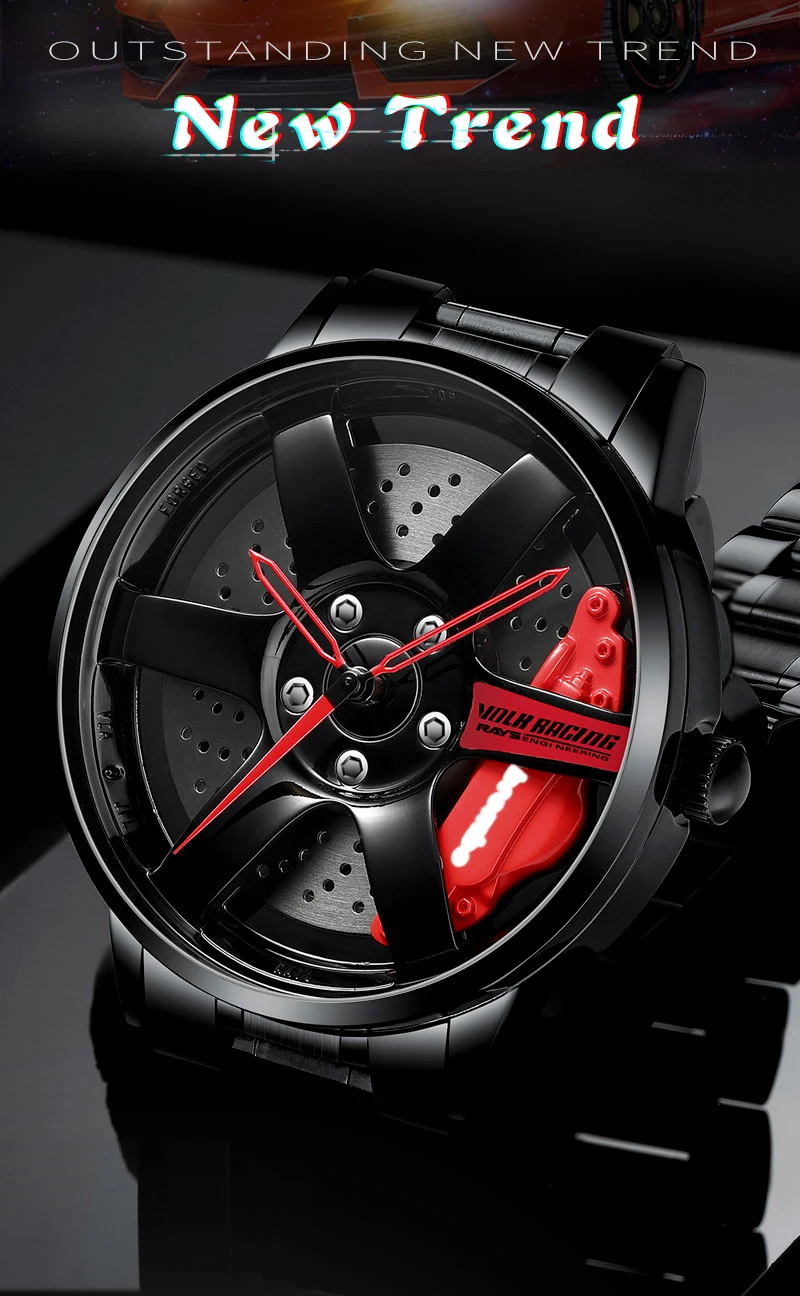 NIBOSI Wheel Rim Hub Watch Custom Design Sport Car Rim Watches Waterproof Creative Relogio ...