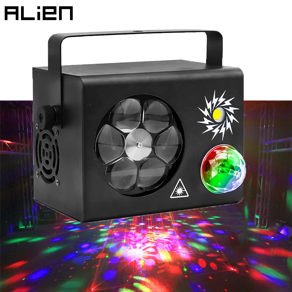 ALIEN 4IN1 RGB LED Gobo Magic Ball Strobe 16 Red Green Laser Patterns ...