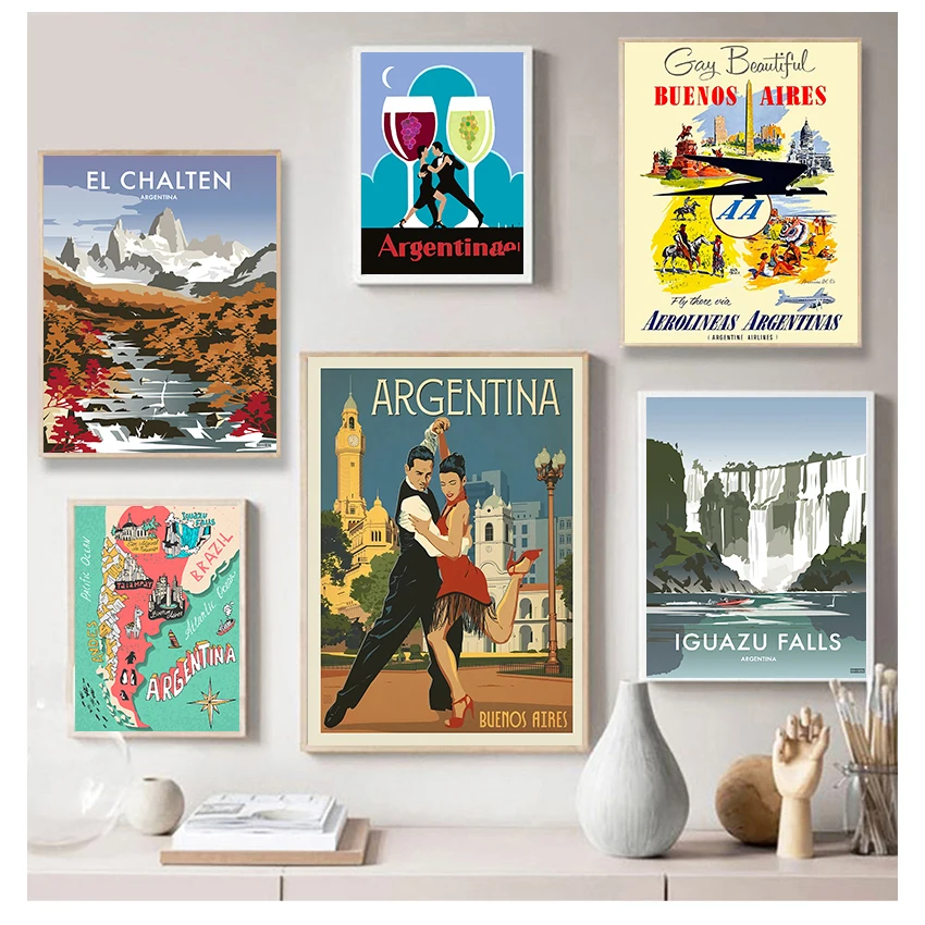 Travelling Poster Argentina | Argentina Vintage Posters | Canvas ...