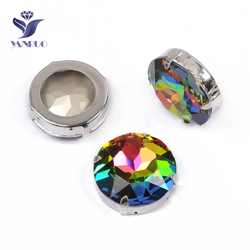 Yanruo 1201 27mm Vm Round Glass Stones Point Back Sewing Crystals ...