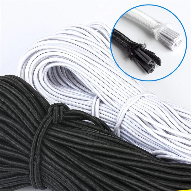 1mm/1.5mm/2mm/2.5mm/3mm/4mm High-quality White Black Round Elastic Band ...