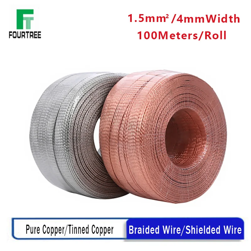 100M-Roll-Copper-Tinned-Bare-Ground-Braid-Lead-WIre-Signal-Shielded ...