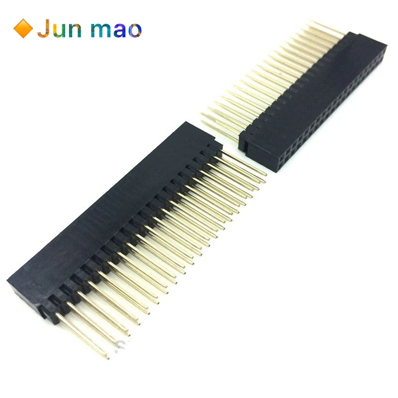 2x20 Pin Double Row Straight Female Pin Header 2.54mm Pitch Pin Long ...