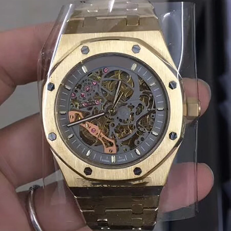 Luxury Brand Automatic Mechanical sweeping Watch ap Transparent ...