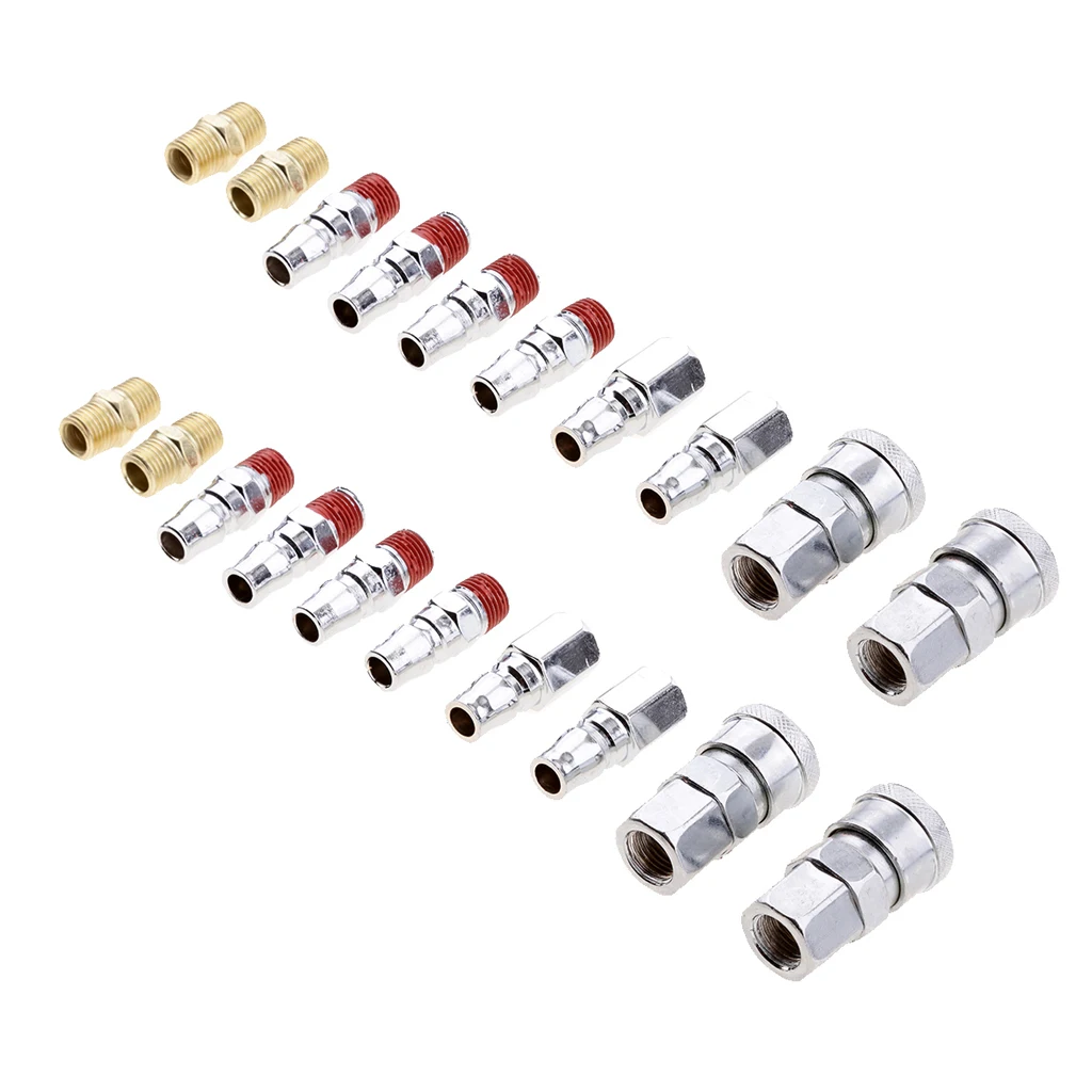 20 Pieces Air Compressor Line Hose Fittings Quick Release Connector 1/4 ...