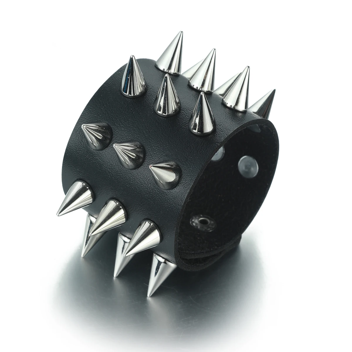 Punk Studded Bracelet Black Leather Wristband Men Women Goth Jewelry ...