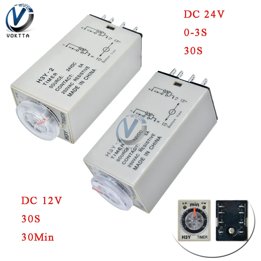 H3Y 2 Solid State Timer DC 12V 24V Delay Timer Control Switch Time ...