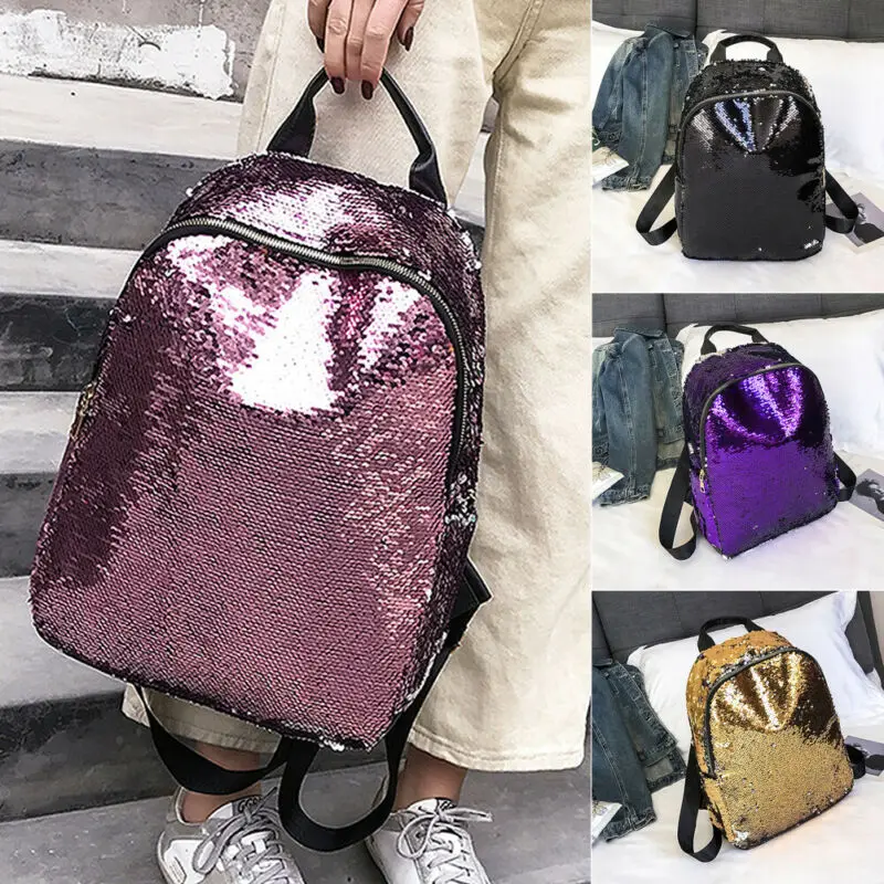 New Sequins Backpack Teenage Girls Fashion Bling Rucksack Students ...