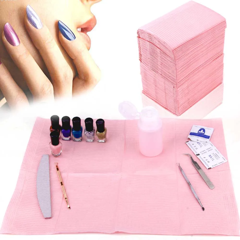 5-125Pcs-Nail-Table-Mat-Nails-Polish-Disposable-Clean-Pads-Waterproof ...