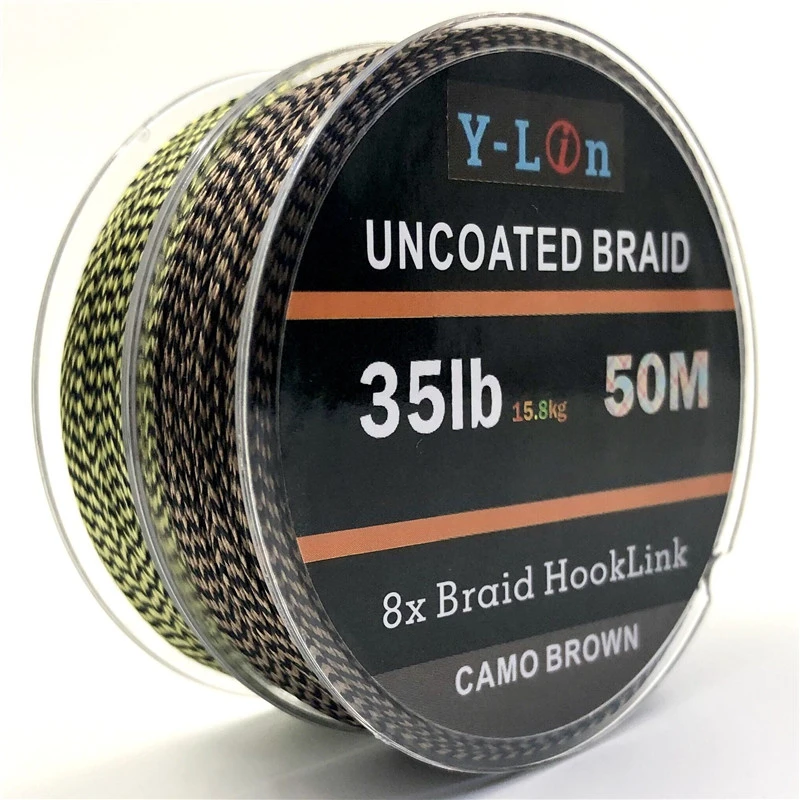 50m 8 Stand Camouflage Carp Fishing Line Soft Hook Link Carp Hooklink ...