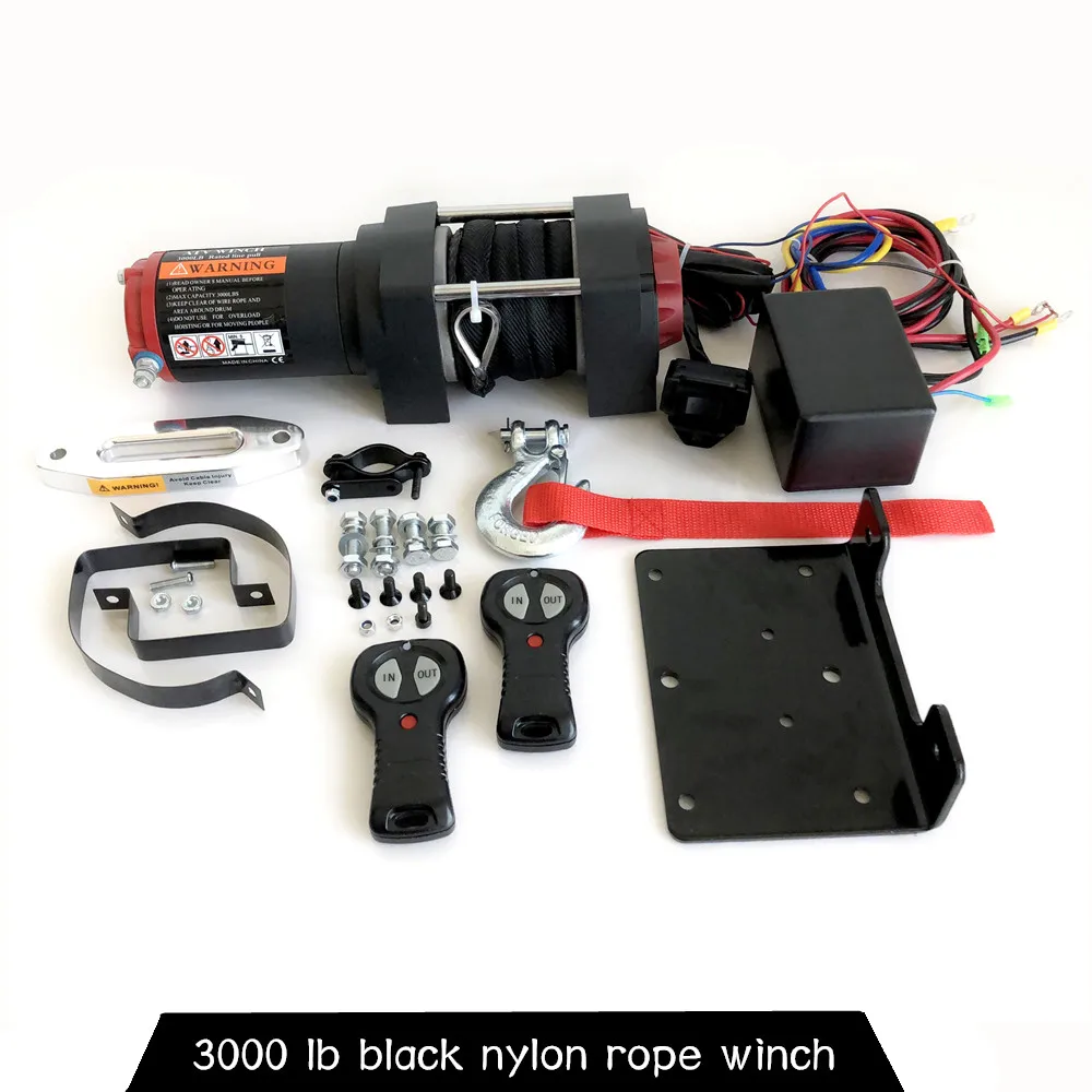 12v electric winch 3000lb copper wound motor DYNEEMA SYNTHETIC ROPE ...