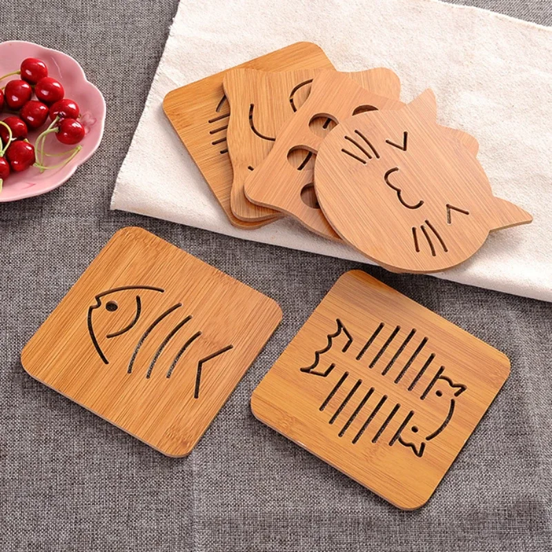 New-Creative-Table-Mat-Cute-Wooden-Cartoon-Heat-Insulation-Pad-Non-slip ...