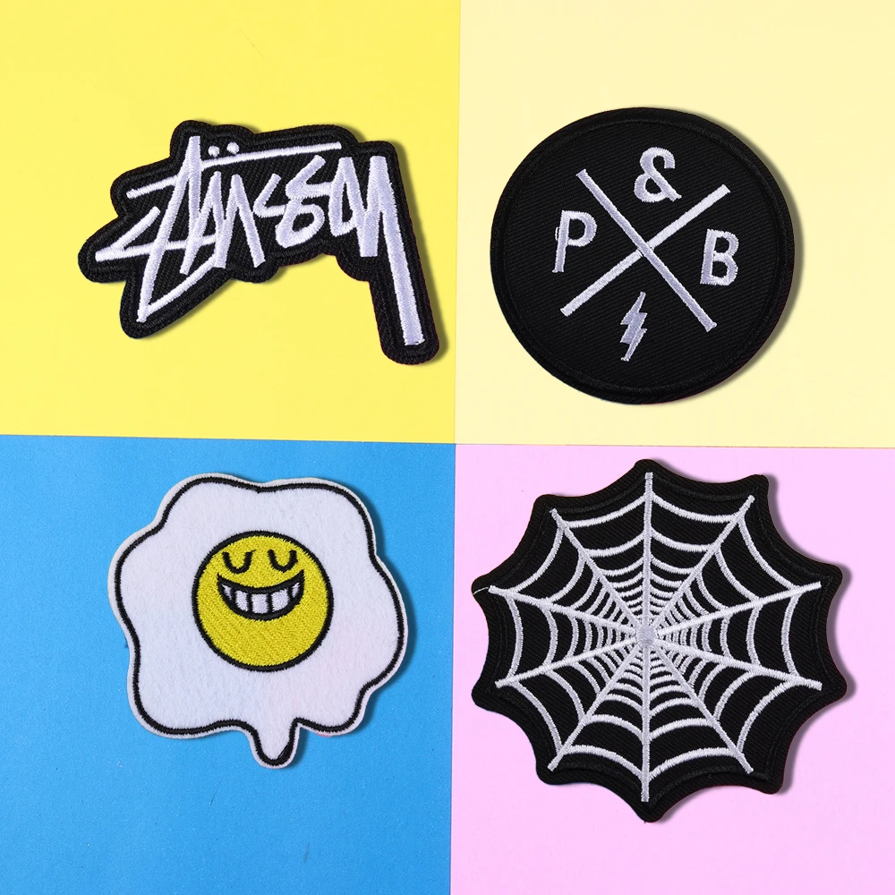Gepocheerd-Ei-Patches-Voor-Kleding-Ijzer-Op-Spider-Web-Patches-Diy-Punk ...