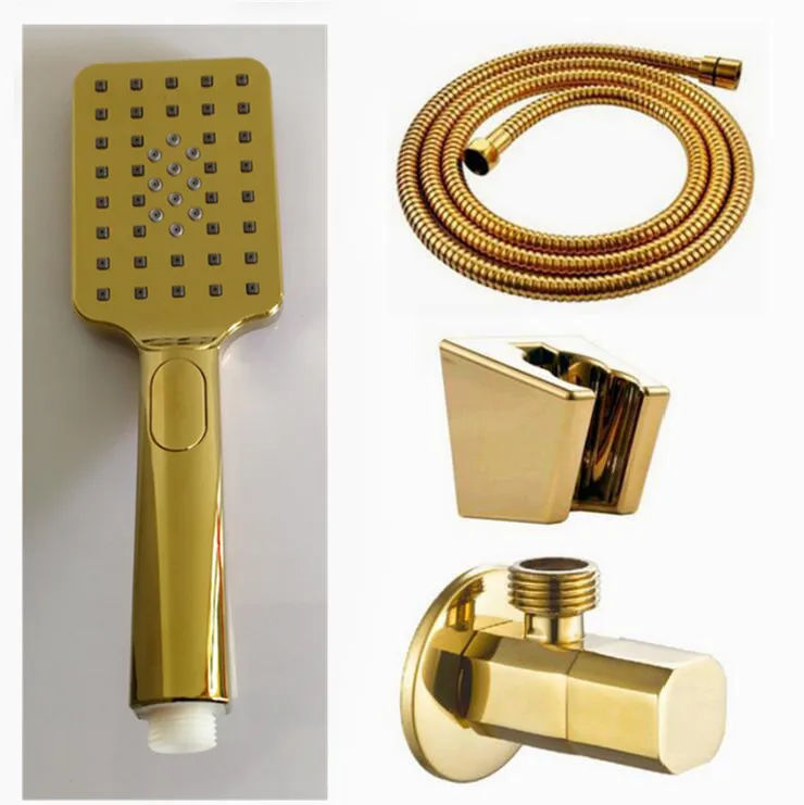 three functions gold Hand Held Shower Head Bathroom gold with Gold ...