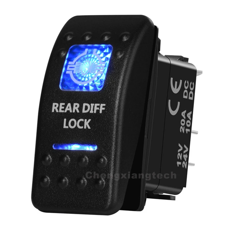 Azul led traseiro diff lock rocker switch12v 20a 24v 10a para carling ...