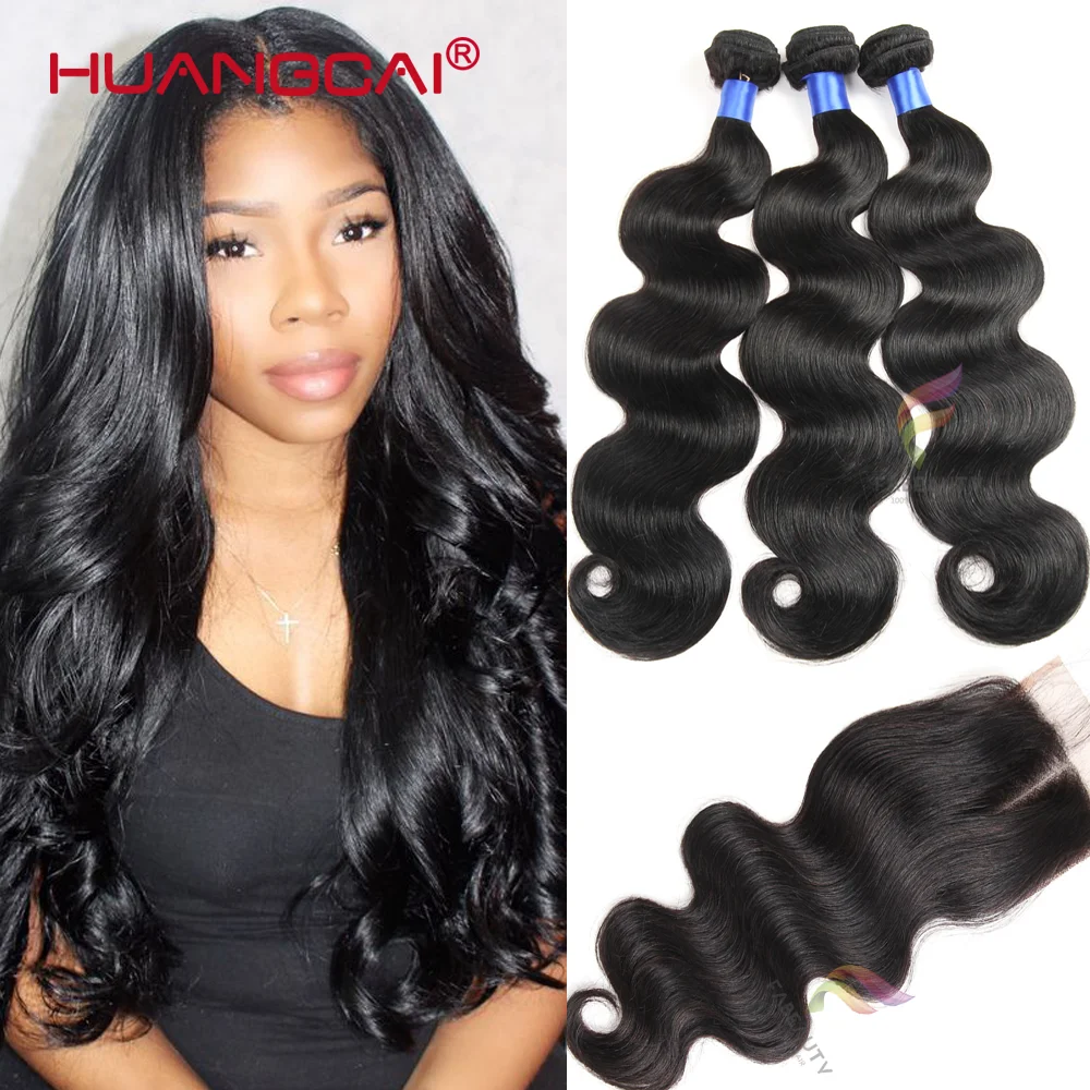 Body Wave Bundles With Closure Brazilian Hair Weave Bundles With Lace ...