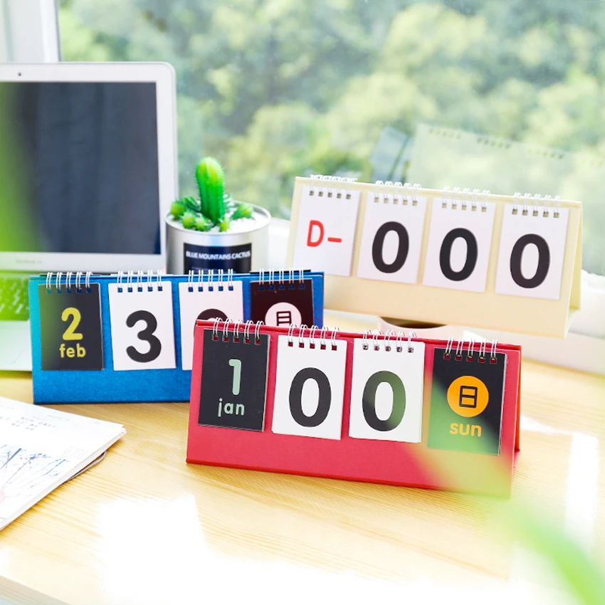 365 Days Countdown Calendar with Months, Date, Week Coil Binding Table ...