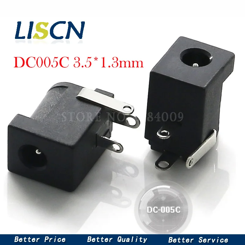 10PCS DC 005C DC 005 Black DC Power Jack Socket Connector DC005C 3.5*1.3mm 1.3 socket Round the ...