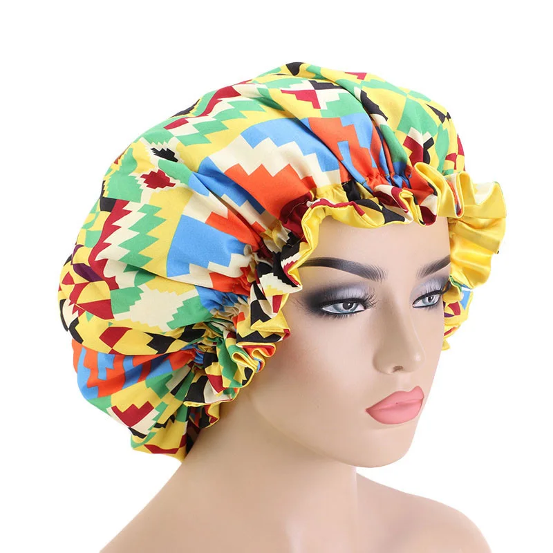 Drop shipping Large Size Women Wide Band Bonnet Pattern Print Silk ...