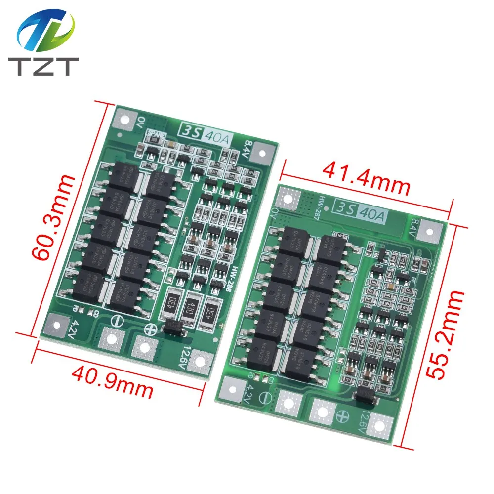 Защитная плата 3S/4S 40A/60A 18650 BMS, для зарядки литий-ионных ...