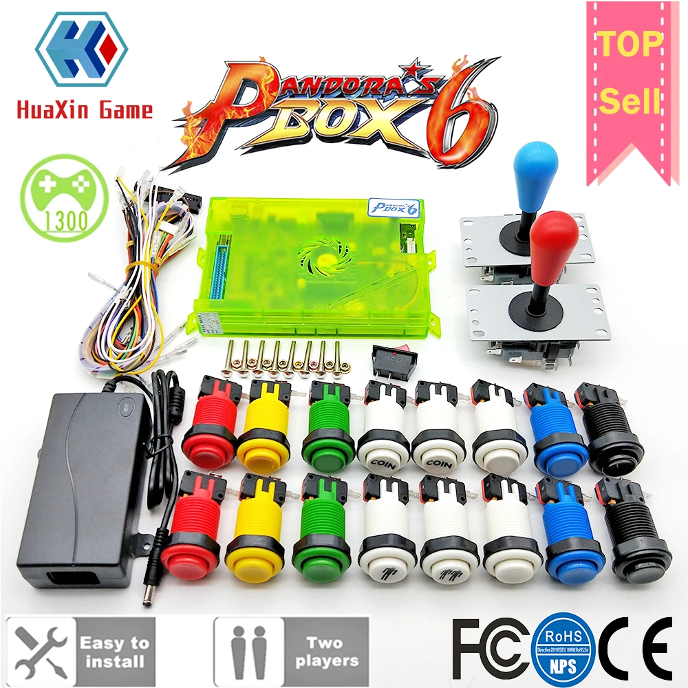 2 Player DIY Arcade Kit Pandora box 6 1300 in 1 game board and 5Pin ...