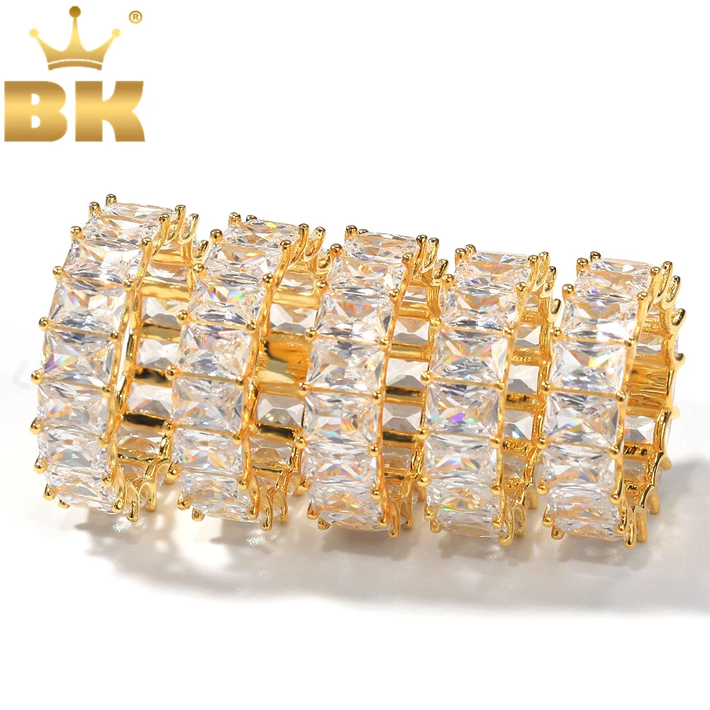 THE BLING KING Hiphop Iced Out Baguette Ring Gold/White Gold Color 7mm ...