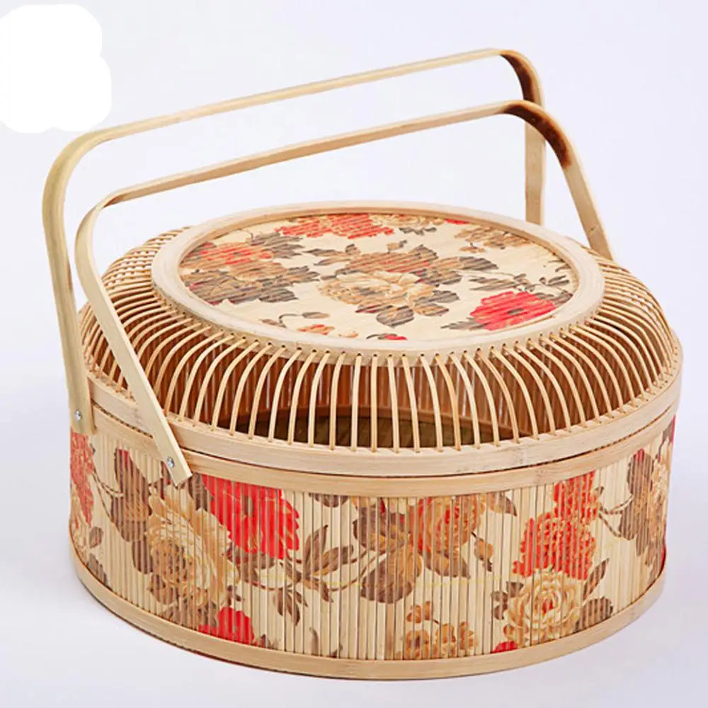 handmade-Vintage-traditional-round-bamboo-basket-for-food-basket ...