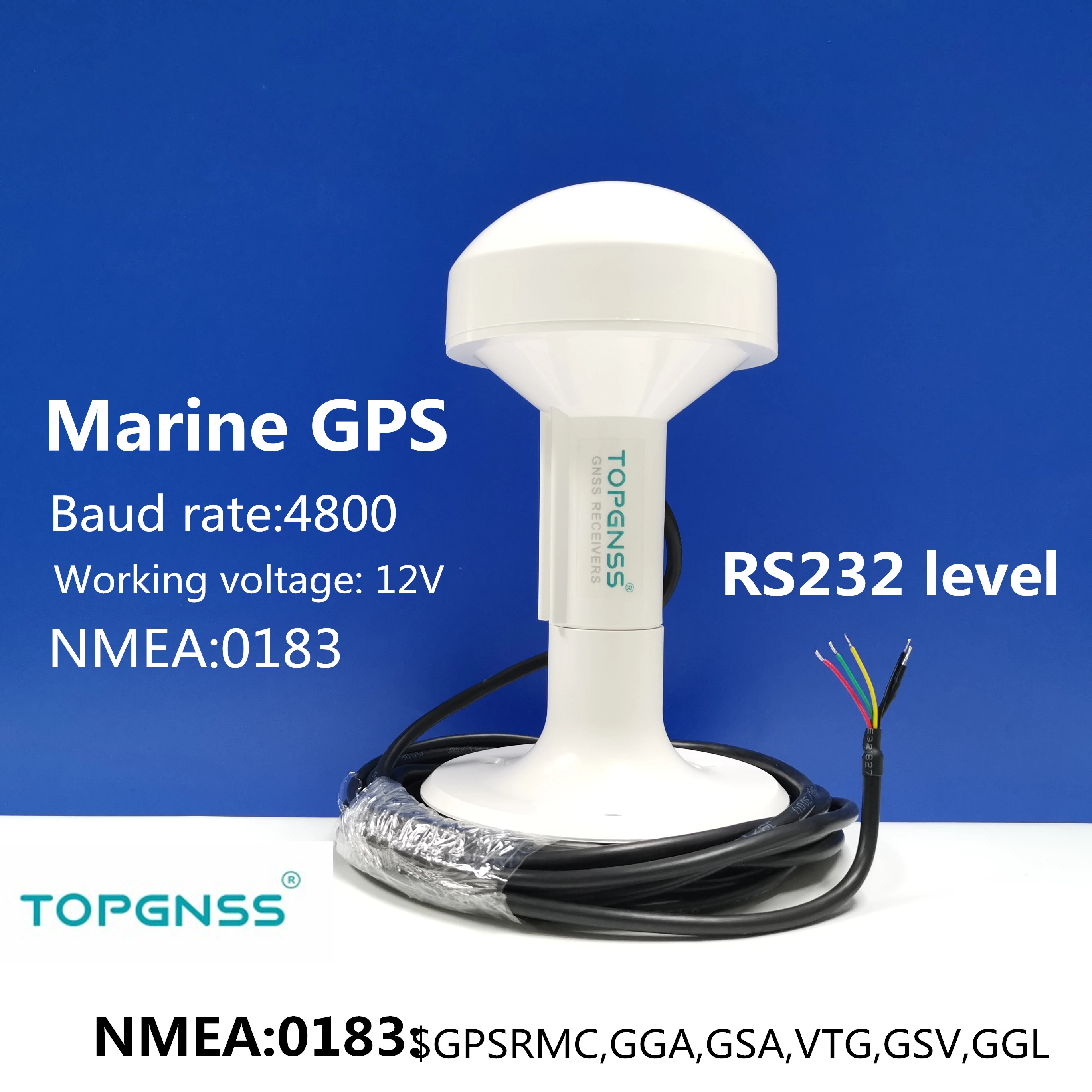 해양 선박 GPS 수신기 안테나 모듈, NMEA 0183 전송 속도 4800, DIY 커넥터, 전압 12V RS232 프로토콜 ...