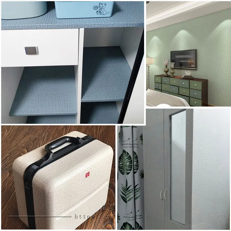 Linen Vinyl Furniture Self Adhesive Paper Wall Decorative Wallpapers ...