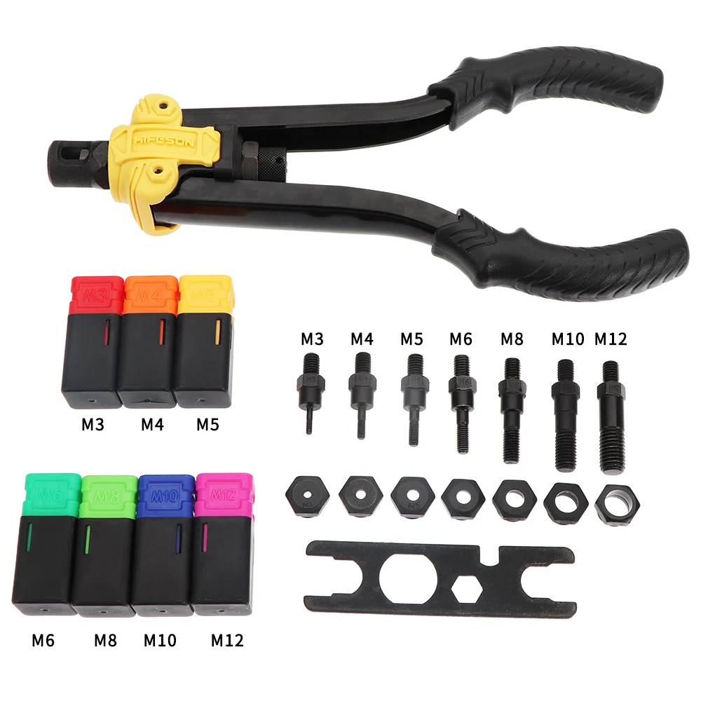 Hand Rivet Nut Gun Manual Riveters Nut Gun Set Insert Threaded Mandrels ...