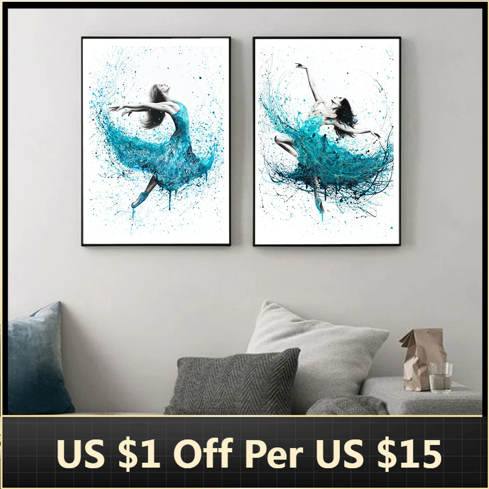 Pintura em tela moderna bailarina abstrato cartaz da arte parede ...