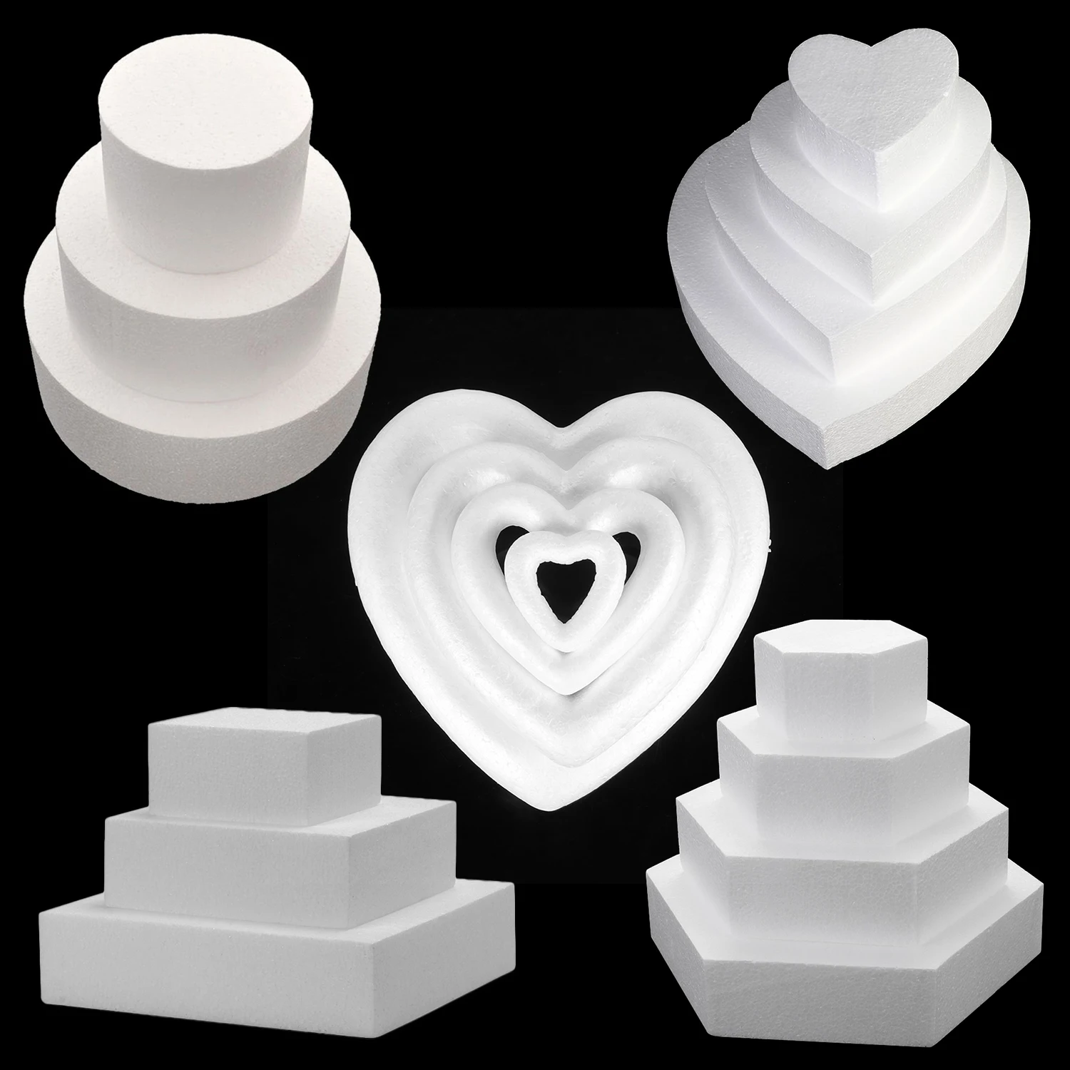 4/6/8/10Inch Heart Round Shape Polystyrene Sugar Craft Dummy Party DIY ...