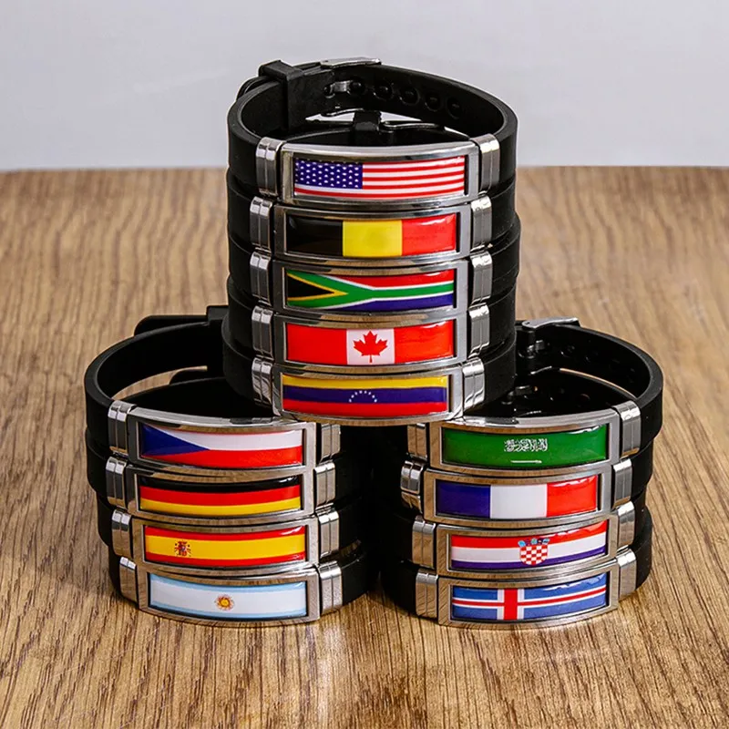 National-Flag-Bracelet-USA-France-Canada-Flags-Bangle-Adjustable ...