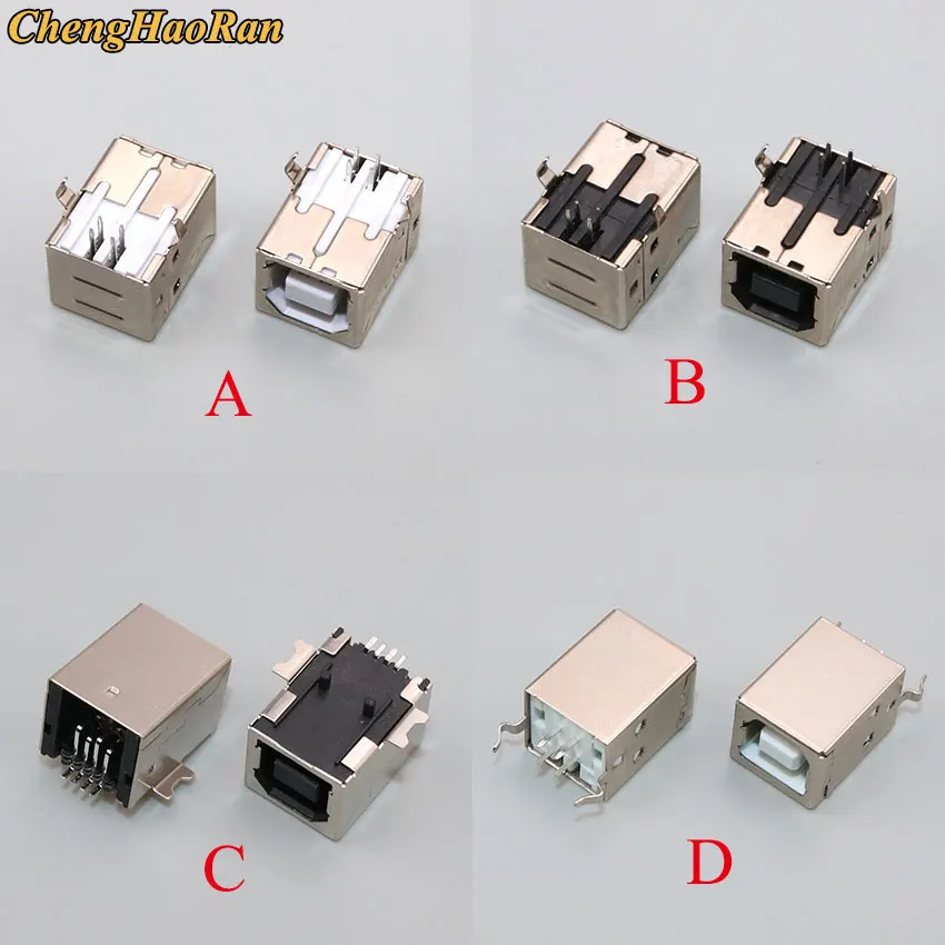1pcs USB 2.0 Connector Socket Jack Female Type B 90/180 Degree ...