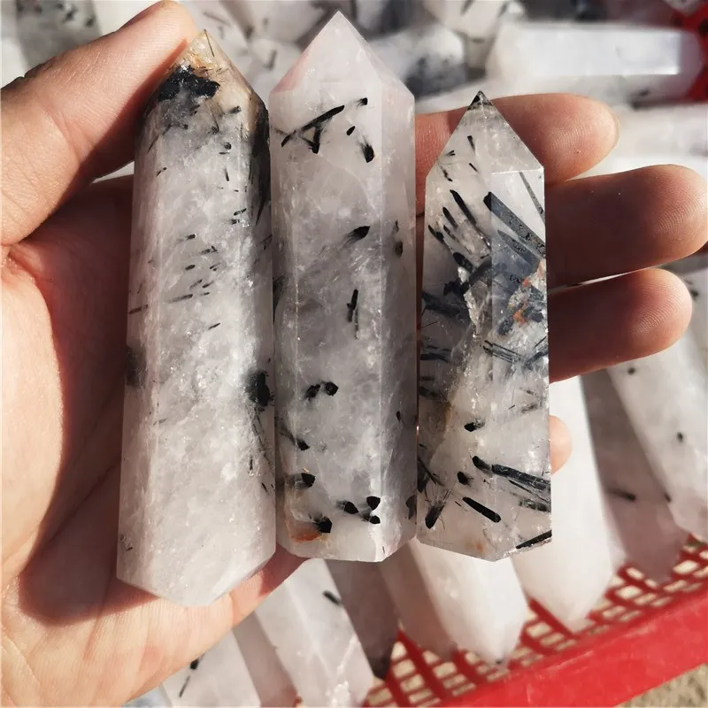 Natural Crystal White Transparent Quartz Black Tourmaline Symbiotic ...
