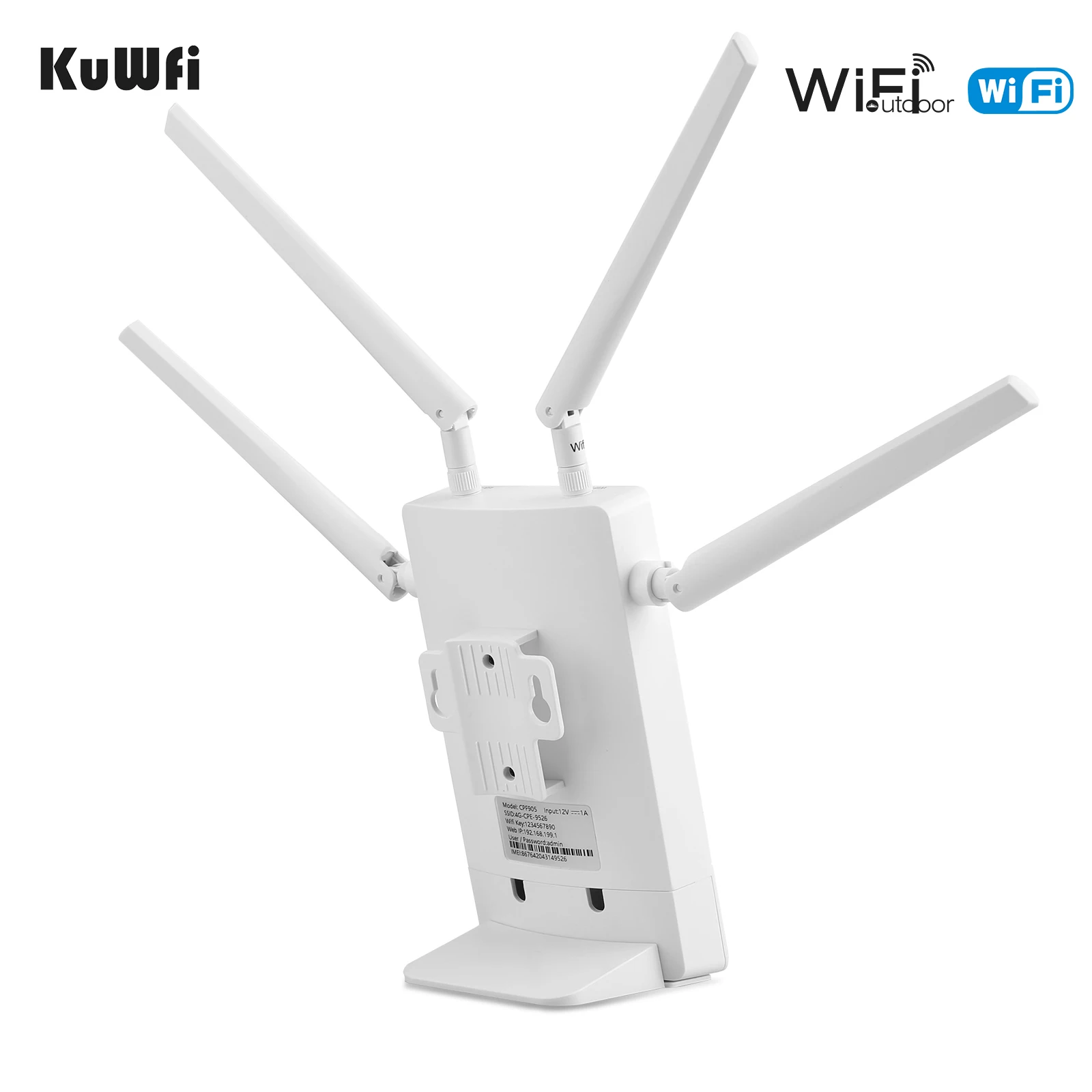 KuWFi Outdoor Waterproof WiFi Router 4G LTE SIM Card Port Mapping DMZ