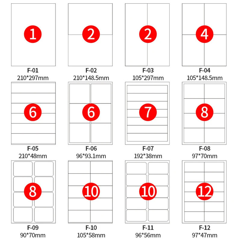 100 Sheets/Pack A4 Sticker Printing Label White Paper Sticker For Laser ...