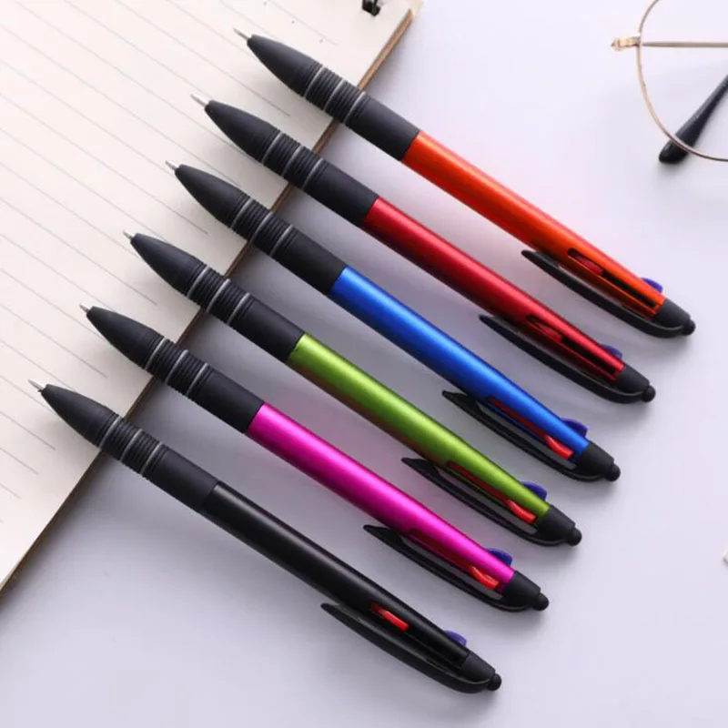 2pc-Touch-Screen-Three-Color-Pen-Ballpoint-Pen-Rubberized-Smooth ...