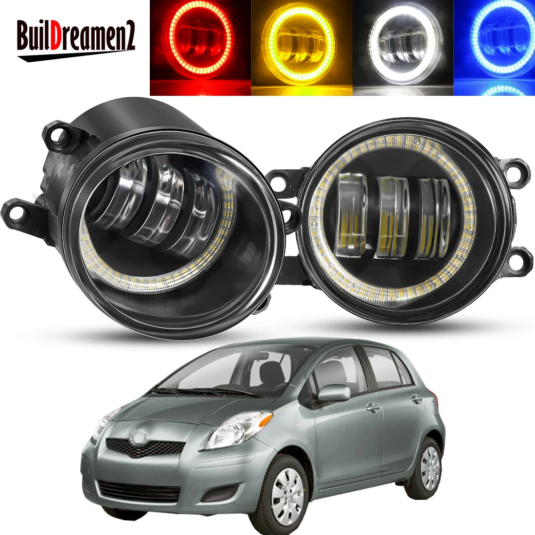 2-X-Angel-Eye-Fog-Light-Assembly-For-Toyota-Yaris-Hatchback-2006-2014 ...