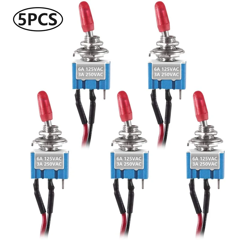 5pcs Toggle Switches ON OFF SPST with Pre soldered Wires 3v/5v/12v/24v ...
