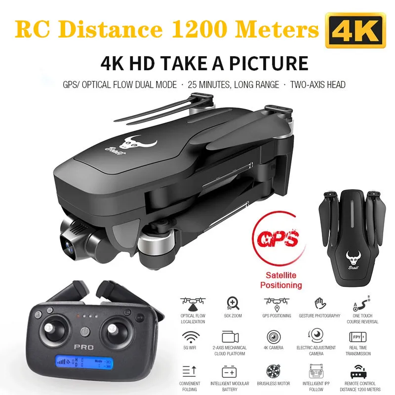 Dual GPS Drone Two-Axis Gimbal 4K Dual Camera Drone GPS Optical Flow ...