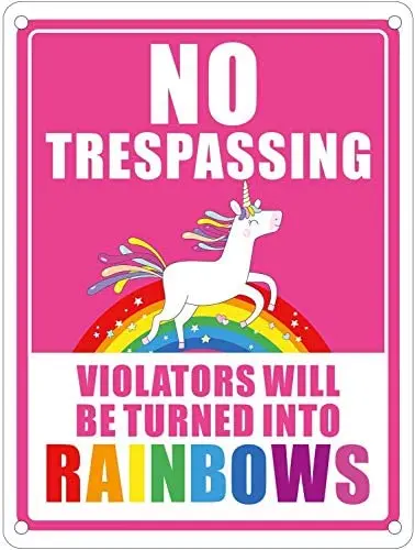 Pudada Unicorn No Trespassing Sign, Violators Will Be Turned Into ...