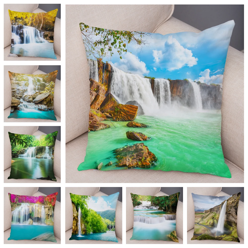 Funda-de-almohada-con-estampado-de-cascada-para-el-hogar-cubierta-de ...